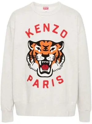Kenzo Lucky Tiger Cotton Sweatshirt - Neutrals