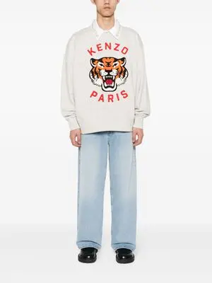 Kenzo Lucky Tiger Cotton Sweatshirt - Neutrals