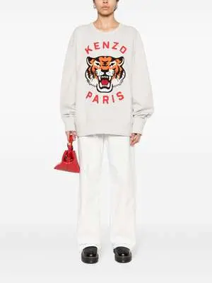 Kenzo Lucky Tiger Cotton Sweatshirt - Neutrals