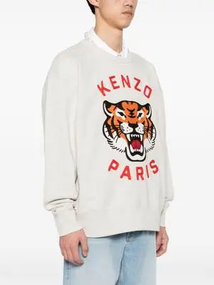 Kenzo Lucky Tiger Cotton Sweatshirt - Neutrals