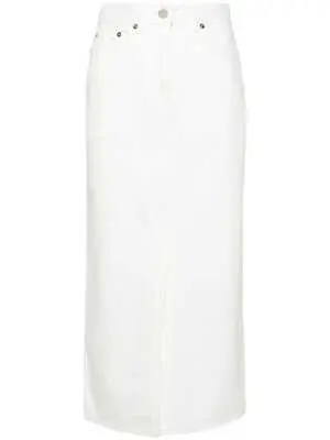 Loulou De Saison Straight Denim Midi Skirt - White