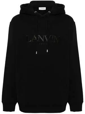 LANVIN Cotton Embroidered-logo Hoodie - Black