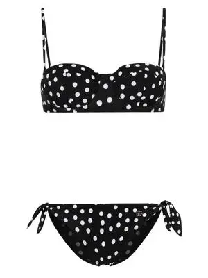 Dolce & Gabbana Polka-dot Triangle Bikini Set - Black