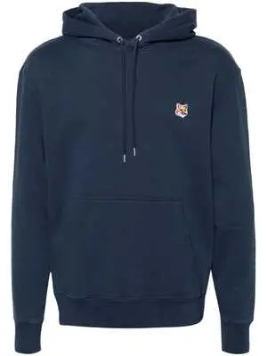 Maison Kitsuné Fox-motif Cotton Hoodie - Blue