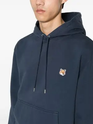 Maison Kitsuné Fox-motif Cotton Hoodie - Blue