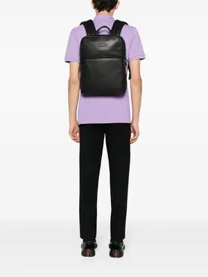 PIQUADRO Logo-patch Leather Backpack
