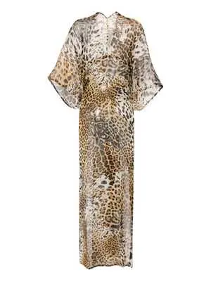 Roberto Cavalli Leopard-print Silk Dress - Neutrals