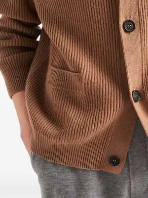 Prada Ribbed-knit Cashmere Cardigan - Brown