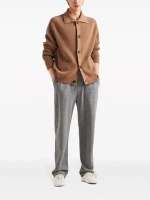 Prada Ribbed-knit Cashmere Cardigan - Brown