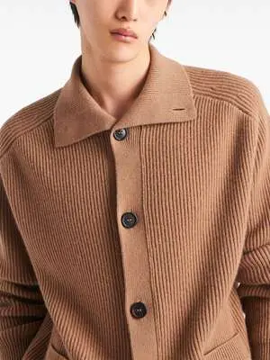 Prada Ribbed-knit Cashmere Cardigan - Brown