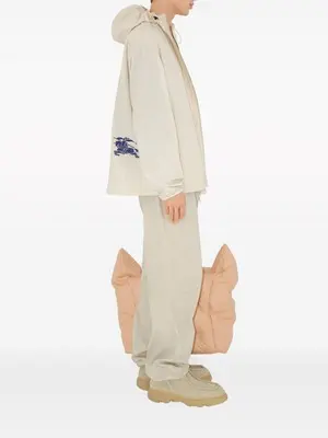 Burberry Equestrian Knight Motif Zip-up Hooded Jacket - Neutrals