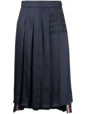 Thom Browne Pleated Silk Midi Skirt