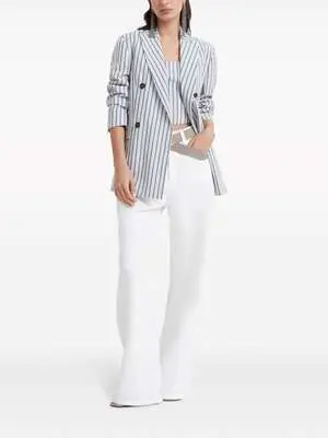Brunello Cucinelli Striped Double-breasted Blazer - White
