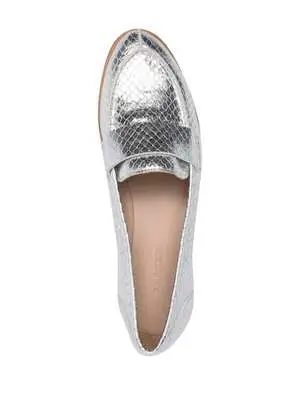 P.a.r.o.s.h Snake-effect Leather Loafers - Silver
