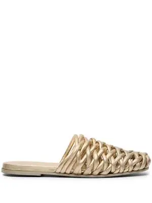 Marsèll Steccoblocco Woven Leather Mules - Gold