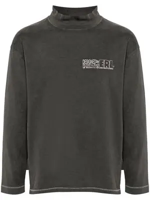ERL Logo-print Turtleneck T-shirt - Grey