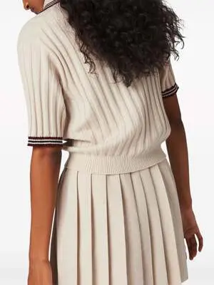 Miu Miu Ribbed-knit Cashmere Polo Shirt