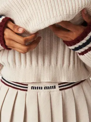 Miu Miu Ribbed-knit Cashmere Polo Shirt