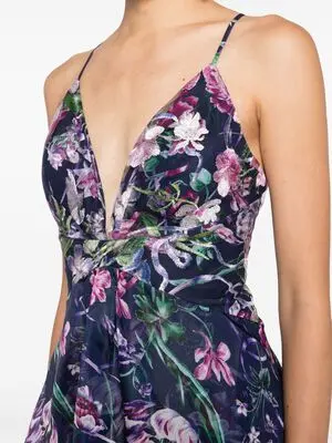 Marchesa Floral Print Chiffon Gown