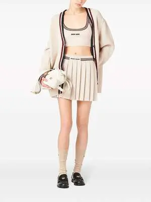 Miu Miu Pleated Knitted Cashmere Miniskirt