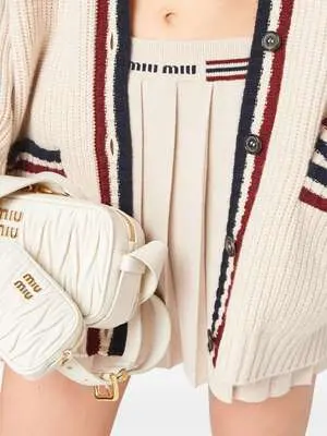 Miu Miu Pleated Knitted Cashmere Miniskirt