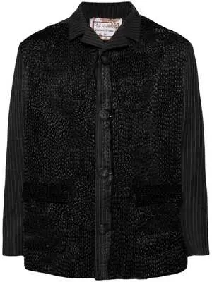 By Walid Embroidered Pinstripe Shirt Jacket