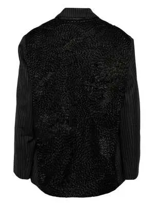 By Walid Embroidered Pinstripe Shirt Jacket