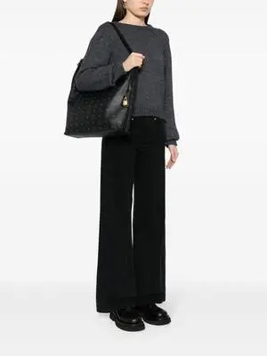 Mcm Large Aren Visetos-print Shoulder Bag - Black