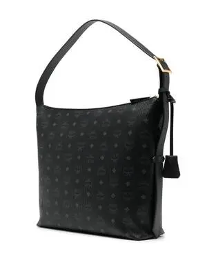 Mcm Large Aren Visetos-print Shoulder Bag - Black