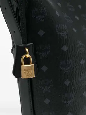 Mcm Large Aren Visetos-print Shoulder Bag - Black