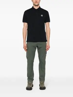 Stone Island Compass-appliqué Polo Shirt - Blue