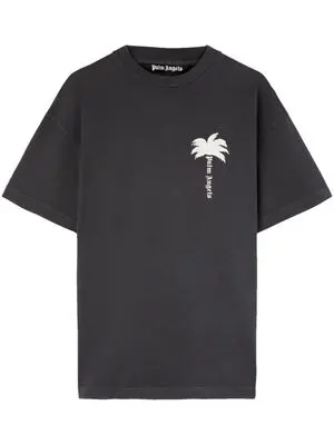 Palm Angels Palm Tree-print Cotton T-shirt - Grey