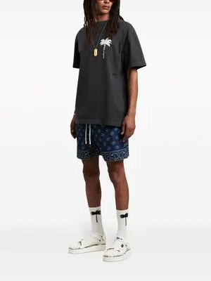 Palm Angels Palm Tree-print Cotton T-shirt - Grey