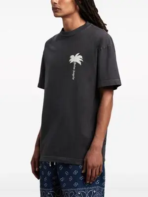 Palm Angels Palm Tree-print Cotton T-shirt - Grey