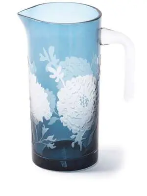POLSPOTTEN Peony Glass Pitcher - Blue