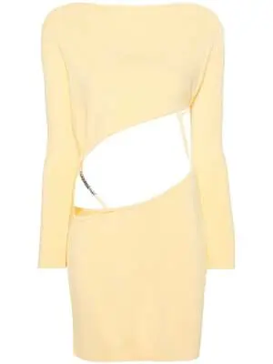 Gcds Asymmetric Ribbed Mini Dress - Yellow