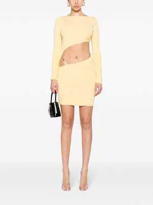 Gcds Asymmetric Ribbed Mini Dress - Yellow