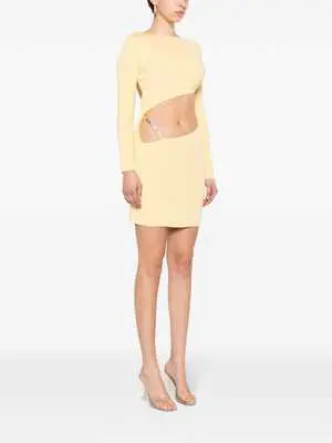 Gcds Asymmetric Ribbed Mini Dress - Yellow