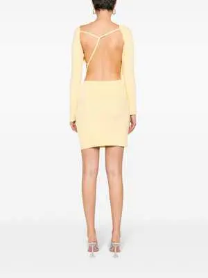 Gcds Asymmetric Ribbed Mini Dress - Yellow