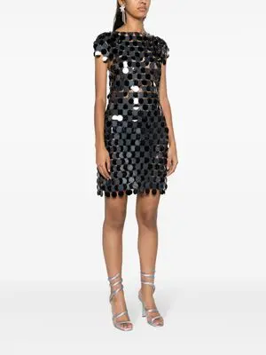 Rabanne Sequinned Chainmail Mini Dress - Black