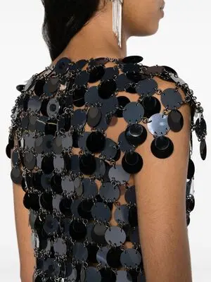 Rabanne Sequinned Chainmail Mini Dress - Black