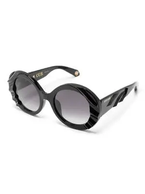 Roberto Cavalli Logo-print Round-frame Sunglasses