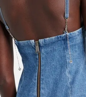 AREA Crystal-embellished Denim Mini Dress