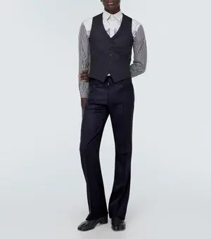MAISON MARGIELA Herringbone Wool Straight Leg Trousers