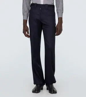 MAISON MARGIELA Herringbone Wool Straight Leg Trousers
