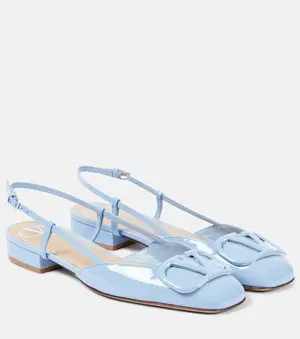 Valentino Garavani Vlogo Signature Slingback Flats - Blue