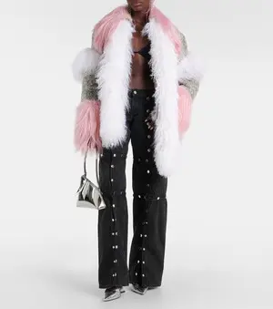 Attico Shearling-trimmed Leather Jacket