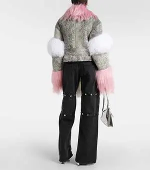Attico Shearling-trimmed Leather Jacket