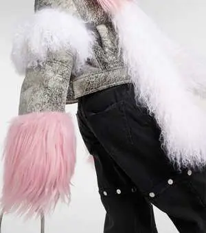 Attico Shearling-trimmed Leather Jacket