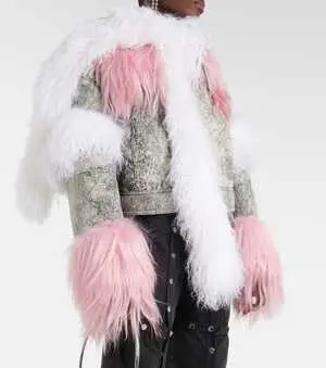 Attico Shearling-trimmed Leather Jacket